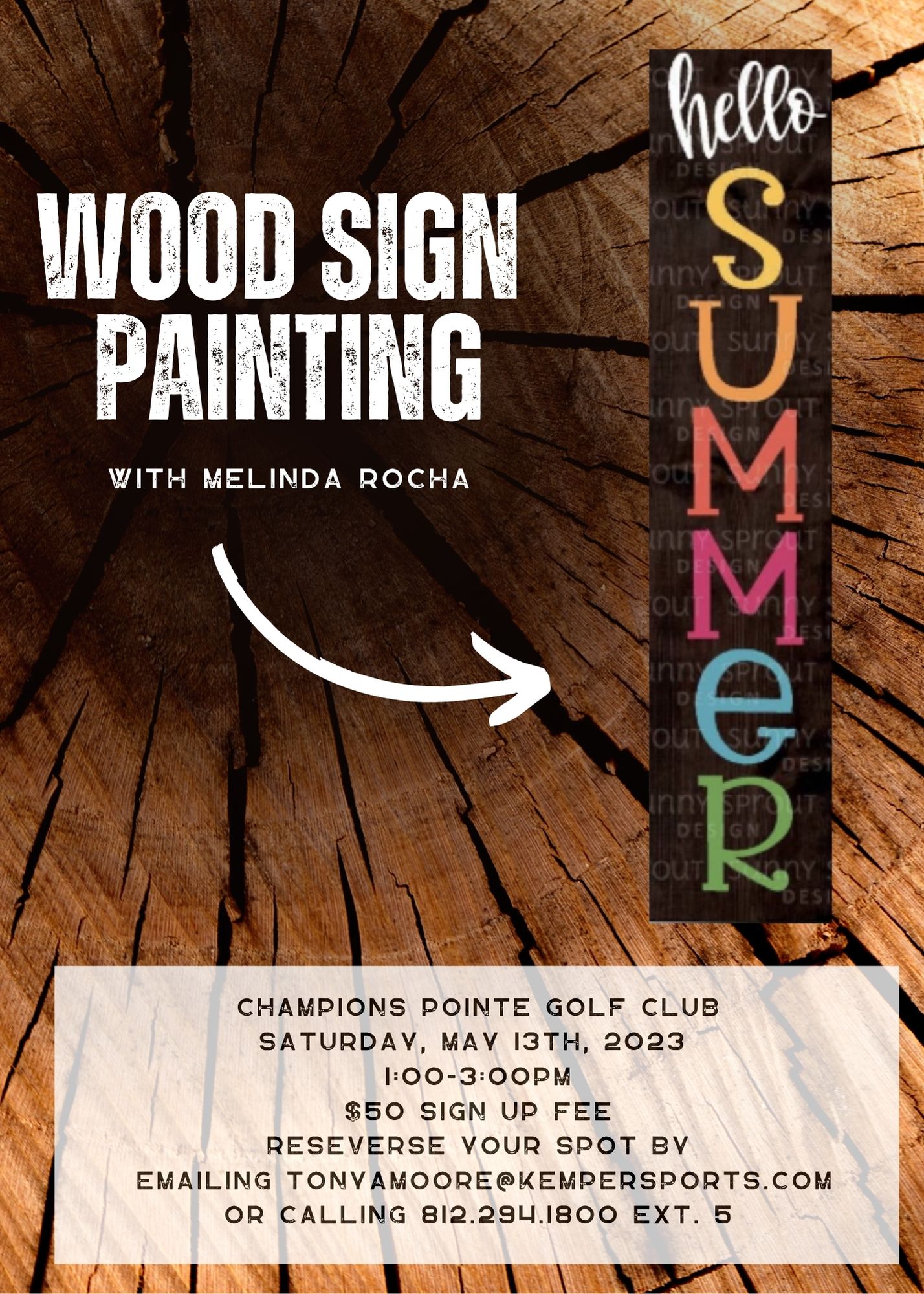 Champions Pointe Wood Painting - Covered Bridge and Champions Pointe